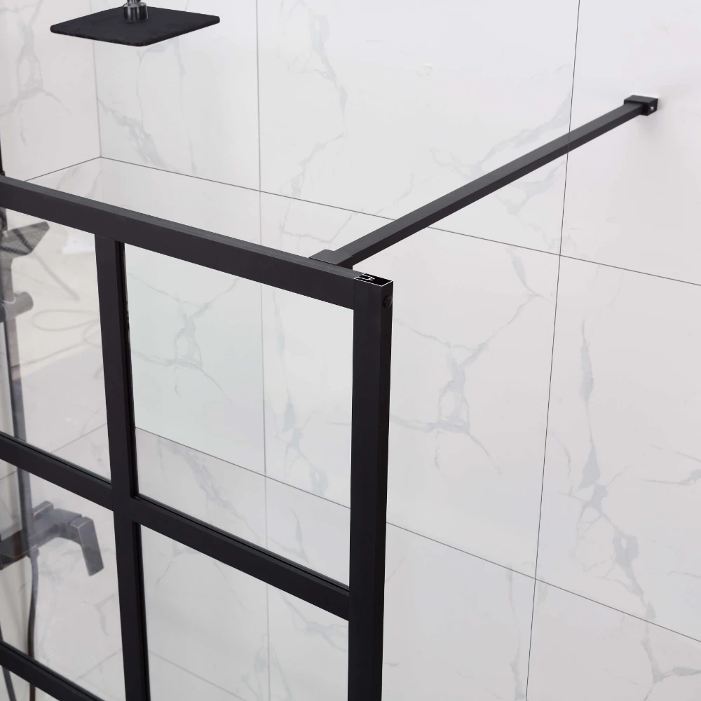 Black Framed Walk-in Single Panel 15 Printed Grills 6mm Australian ...