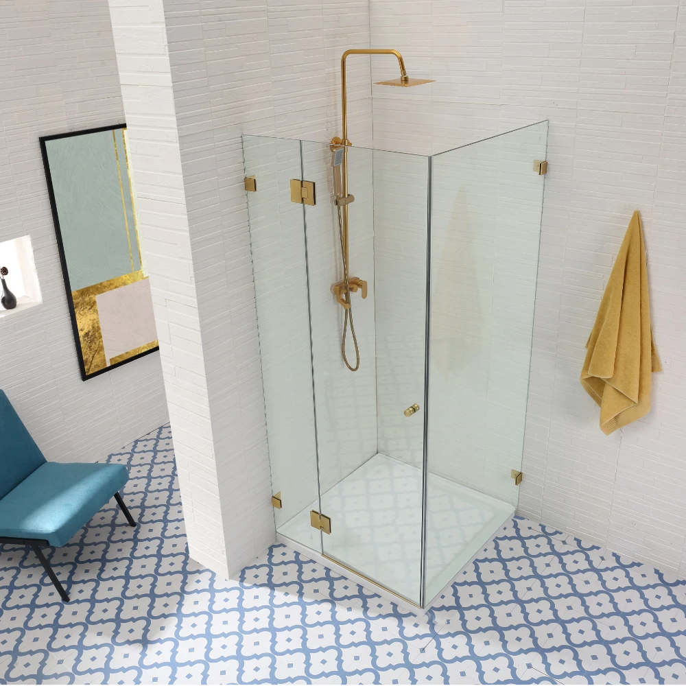 Frameless Pivot Door (Glass to Glass Hinge) L Shape Square Australian ...