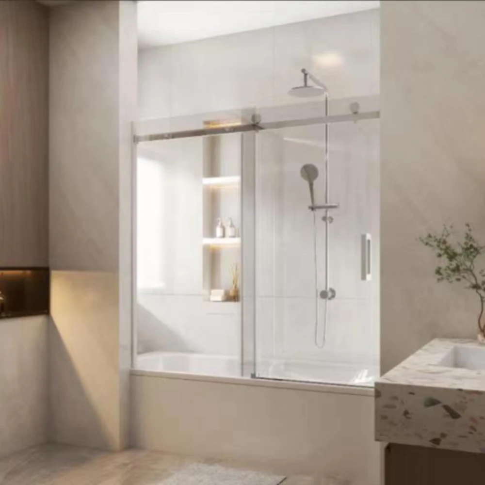 Bathtub Single Sliding Door Wall to Wall Square Handle Australian ...