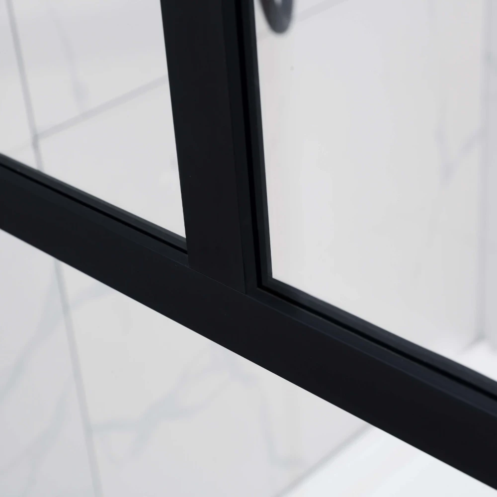 Black Framed Walk-in Single Panel 8 Printed Grills 6mm Australian ...